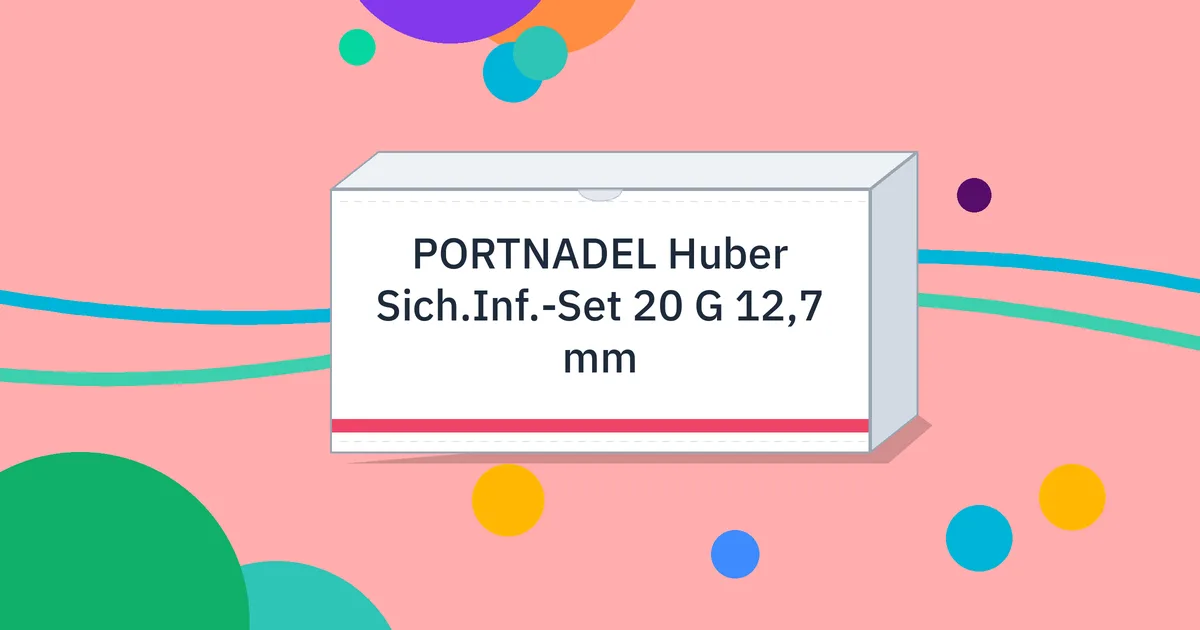 Symbolbild: Packung mit der Aufschrift PORTNADEL Huber Sich.Inf.-Set 20 G 12,7 mm (PZN 16037270) – Verfügbarkeit und Bezug in Apotheken in Frankfurt am Main