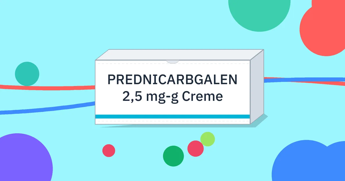 Symbolbild: Packung mit der Aufschrift PREDNICARBGALEN 2,5 mg-g Creme (PZN 15629637) – Verfügbarkeit und Bezug in Apotheken in Frankfurt am Main