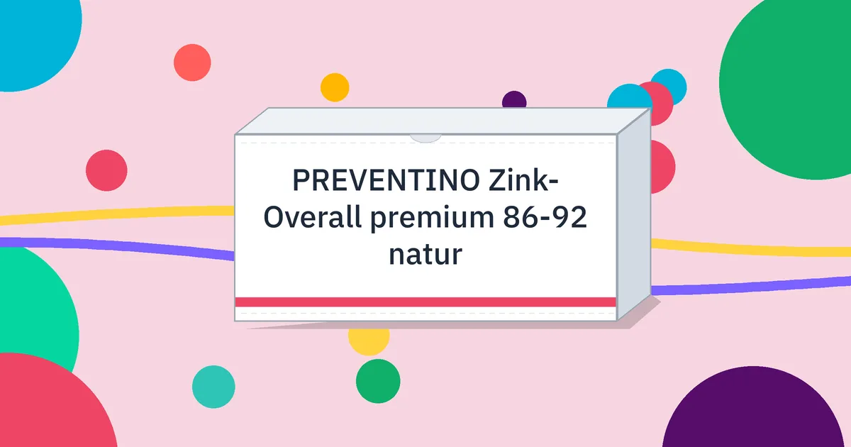Symbolbild: Packung mit der Aufschrift PREVENTINO Zink-Overall premium 86-92 natur (PZN 12446534) – Verfügbarkeit und Bezug in Apotheken in Frankfurt am Main