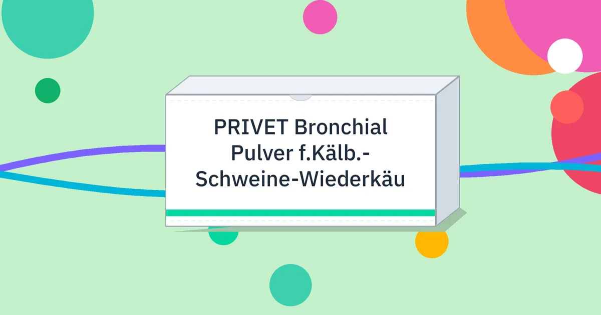 Symbolbild: Packung mit der Aufschrift PRIVET Bronchial Pulver f.Kälb.-Schweine-Wiederkäu (PZN 19689168) – Verfügbarkeit und Bezug in Apotheken in Frankfurt am Main