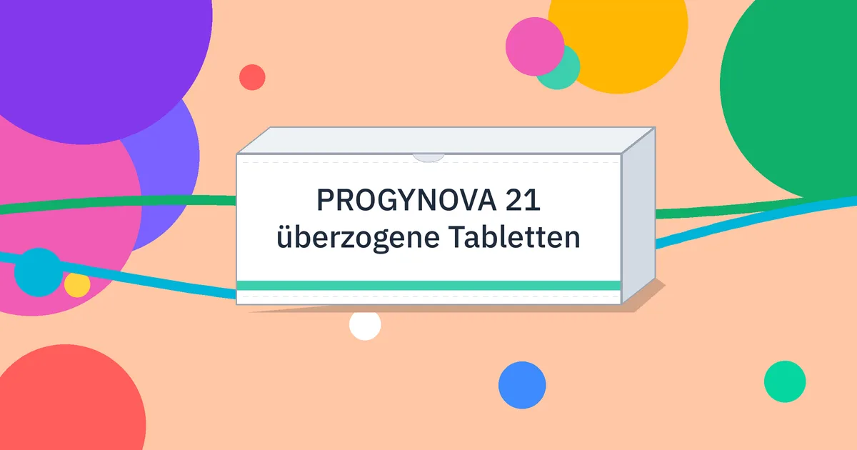 Symbolbild: Packung mit der Aufschrift PROGYNOVA 21 überzogene Tabletten (PZN 01316099) – Verfügbarkeit und Bezug in Apotheken in Frankfurt am Main