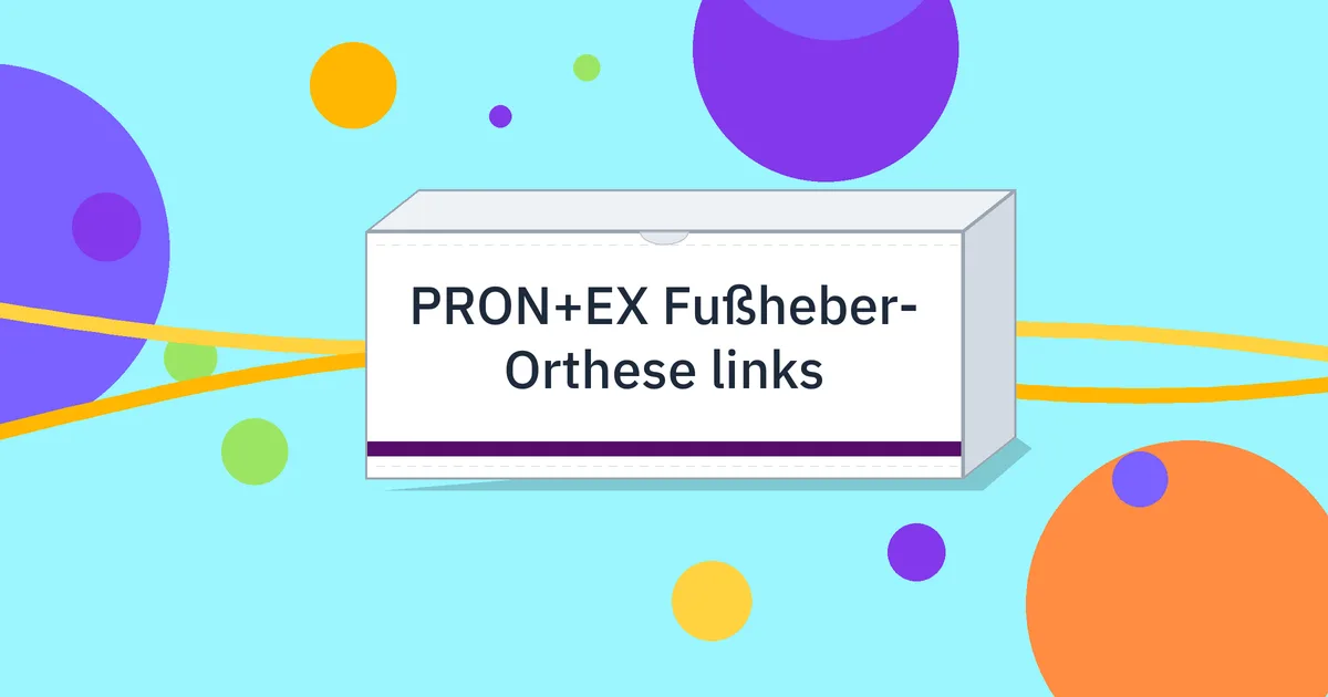 Symbolbild: Packung mit der Aufschrift PRON+EX Fußheber-Orthese links (PZN 17197834) – Verfügbarkeit und Bezug in Apotheken in Frankfurt am Main