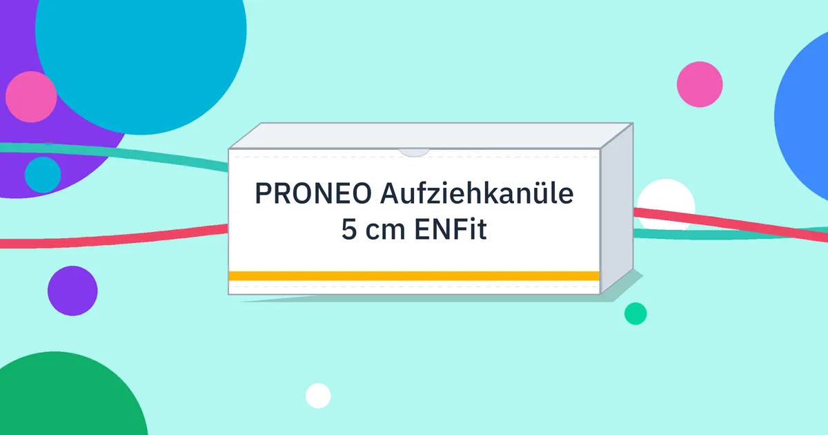 Symbolbild: Packung mit der Aufschrift PRONEO Aufziehkanüle 5 cm ENFit (PZN 11306021) – Verfügbarkeit und Bezug in Apotheken in Frankfurt am Main