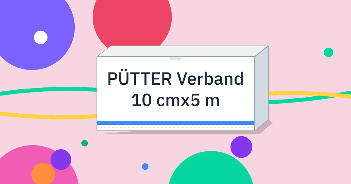 Symbolbild: Packung mit der Aufschrift PÜTTER Verband 10 cmx5 m (PZN 12476222) – Verfügbarkeit und Bezug in Apotheken in Frankfurt am Main