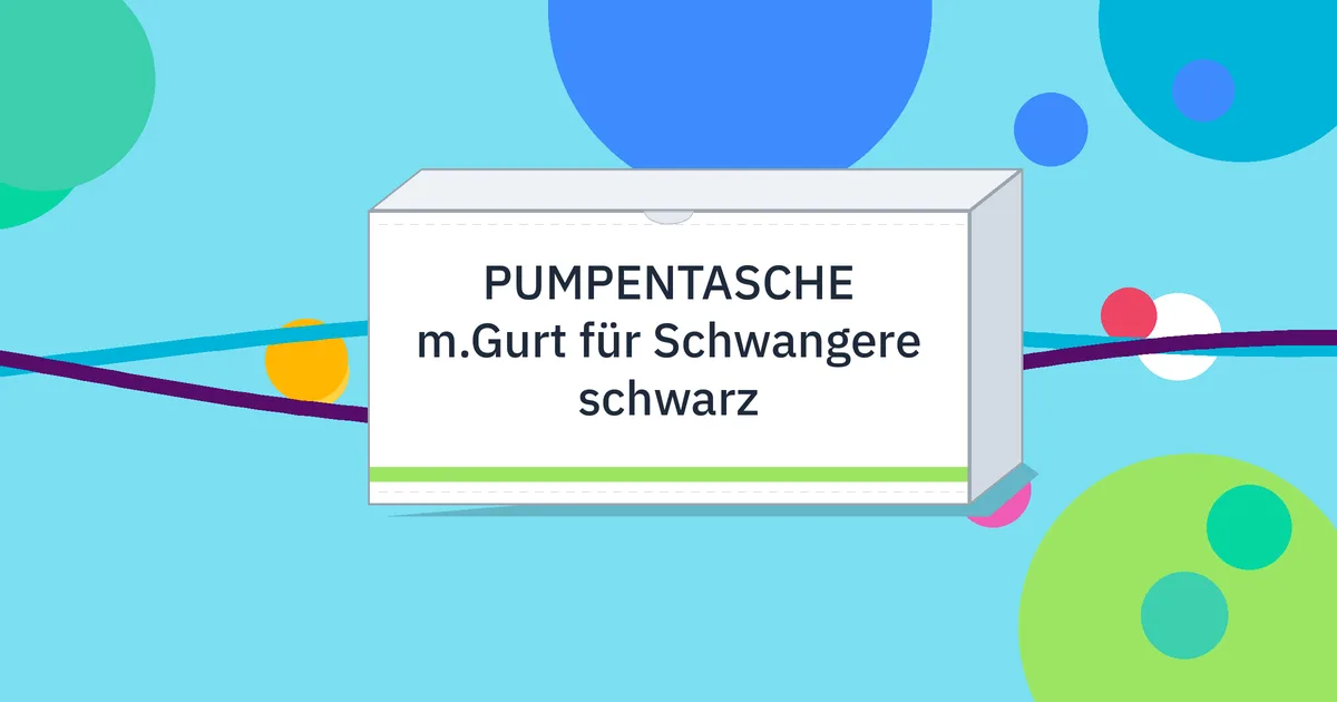 Symbolbild: Packung mit der Aufschrift PUMPENTASCHE m.Gurt für Schwangere schwarz (PZN 15391182) – Verfügbarkeit und Bezug in Apotheken in Frankfurt am Main