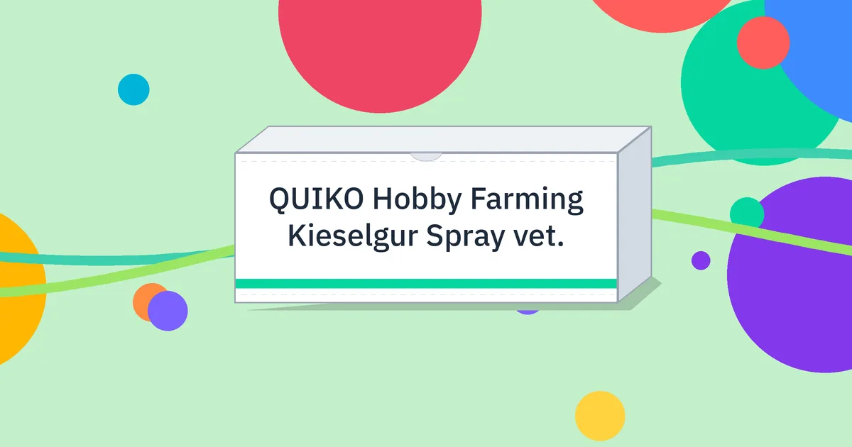 Symbolbild: Packung mit der Aufschrift QUIKO Hobby Farming Kieselgur Spray vet. (PZN 20695228) – Verfügbarkeit und Bezug in Apotheken in Frankfurt am Main