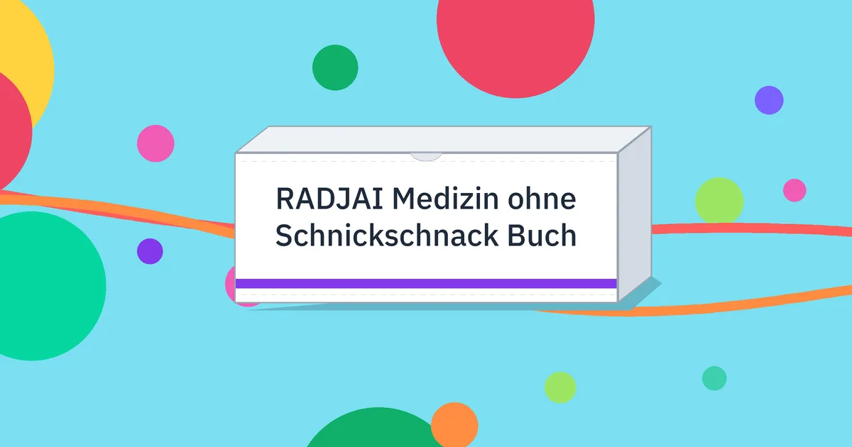Symbolbild: Packung mit der Aufschrift RADJAI Medizin ohne Schnickschnack Buch (PZN 17061684) – Verfügbarkeit und Bezug in Apotheken in Frankfurt am Main
