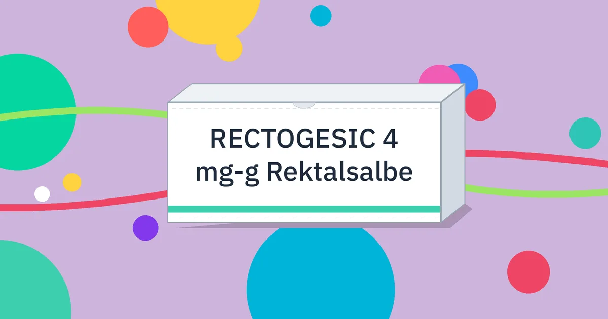 Symbolbild: Packung mit der Aufschrift RECTOGESIC 4 mg-g Rektalsalbe (PZN 19501012) – Verfügbarkeit und Bezug in Apotheken in Frankfurt am Main