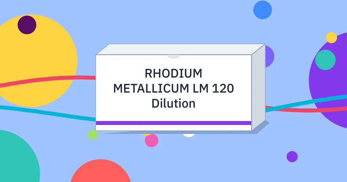Symbolbild: Packung mit der Aufschrift RHODIUM METALLICUM LM 120 Dilution (PZN 13050732) – Verfügbarkeit und Bezug in Apotheken in Frankfurt am Main