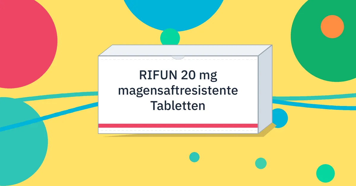 Symbolbild: Packung mit der Aufschrift RIFUN 20 mg magensaftresistente Tabletten (PZN 07264989) – Verfügbarkeit und Bezug in Apotheken in Frankfurt am Main