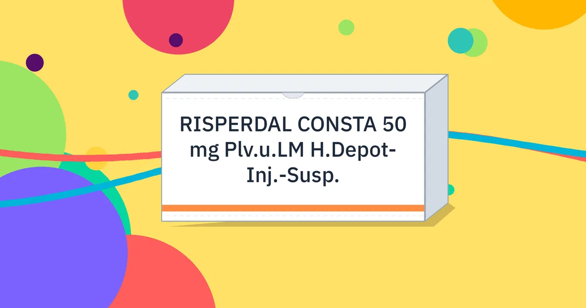 Symbolbild: Packung mit der Aufschrift RISPERDAL CONSTA 50 mg Plv.u.LM H.Depot-Inj.-Susp. (PZN 02331089) – Verfügbarkeit und Bezug in Apotheken in Frankfurt am Main
