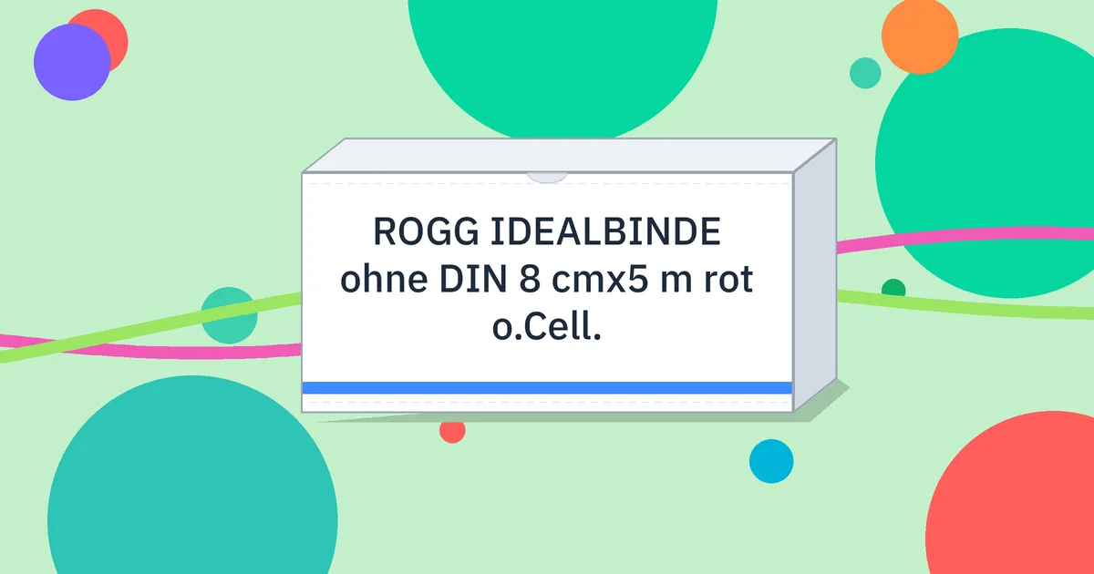 Symbolbild: Packung mit der Aufschrift ROGG IDEALBINDE ohne DIN 8 cmx5 m rot o.Cell. (PZN 16530958) – Verfügbarkeit und Bezug in Apotheken in Frankfurt am Main