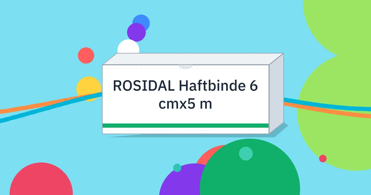 Symbolbild: Packung mit der Aufschrift ROSIDAL Haftbinde 6 cmx5 m (PZN 01717415) – Verfügbarkeit und Bezug in Apotheken in Frankfurt am Main