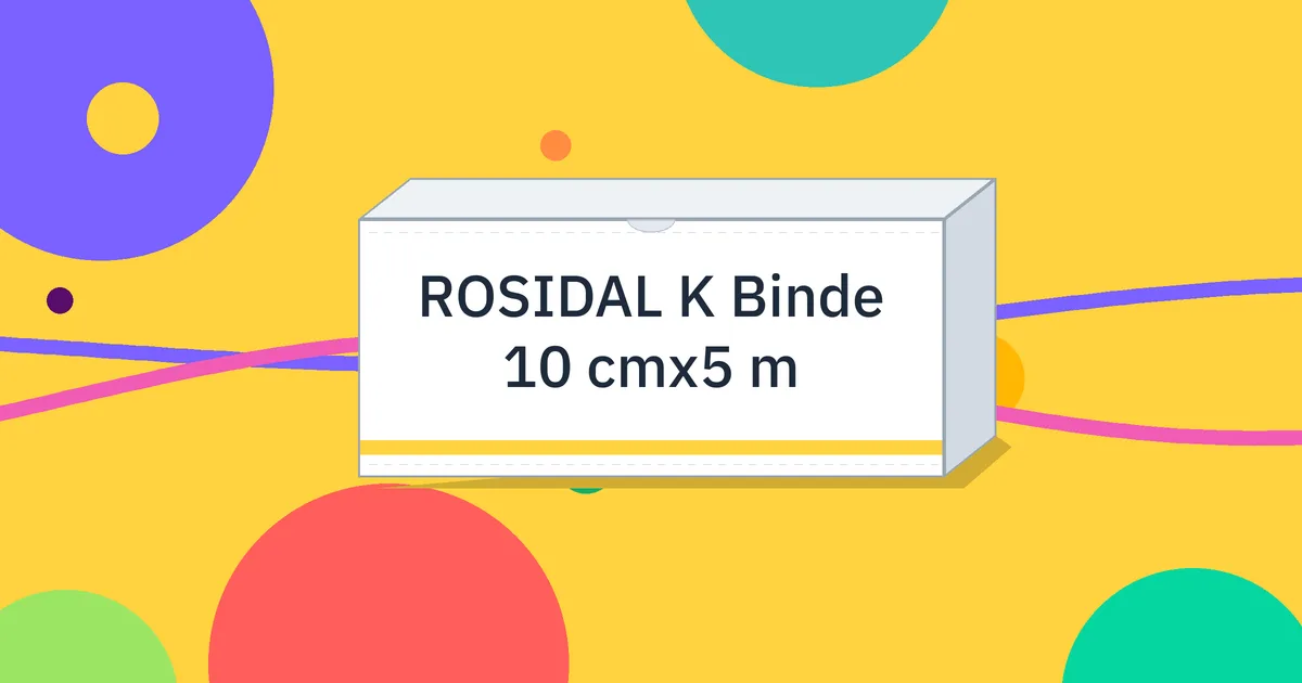 Symbolbild: Packung mit der Aufschrift ROSIDAL K Binde 10 cmx5 m (PZN 18440320) – Verfügbarkeit und Bezug in Apotheken in Frankfurt am Main