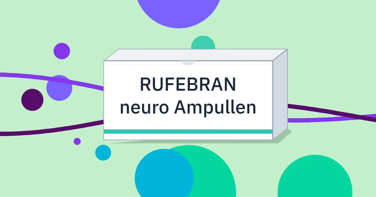 Symbolbild: Packung mit der Aufschrift RUFEBRAN neuro Ampullen (PZN 02948588) – Verfügbarkeit und Bezug in Apotheken in Frankfurt am Main
