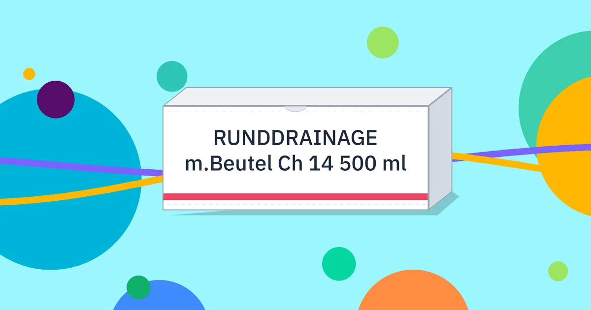 Symbolbild: Packung mit der Aufschrift RUNDDRAINAGE m.Beutel Ch 14 500 ml (PZN 10327222) – Verfügbarkeit und Bezug in Apotheken in Frankfurt am Main