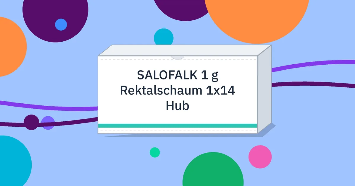 Symbolbild: Packung mit der Aufschrift SALOFALK 1 g Rektalschaum 1x14 Hub (PZN 11726421) – Verfügbarkeit und Bezug in Apotheken in Frankfurt am Main