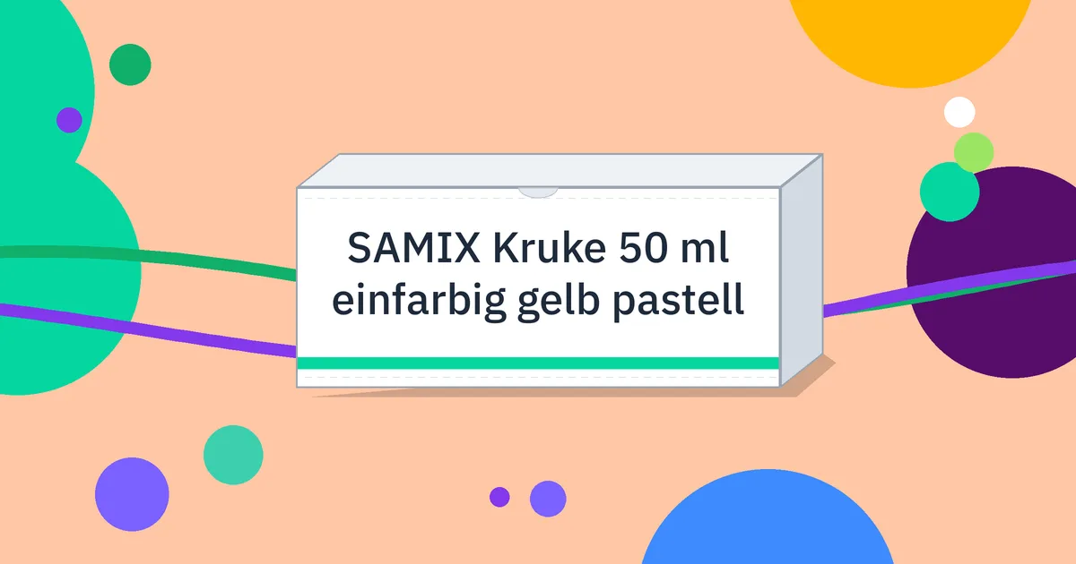 Symbolbild: Packung mit der Aufschrift SAMIX Kruke 50 ml einfarbig gelb pastell (PZN 19987977) – Verfügbarkeit und Bezug in Apotheken in Frankfurt am Main