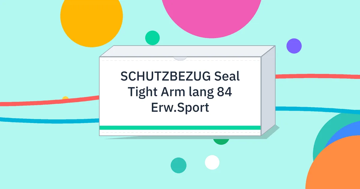 Symbolbild: Packung mit der Aufschrift SCHUTZBEZUG Seal Tight Arm lang 84 Erw.Sport (PZN 09779048) – Verfügbarkeit und Bezug in Apotheken in Frankfurt am Main