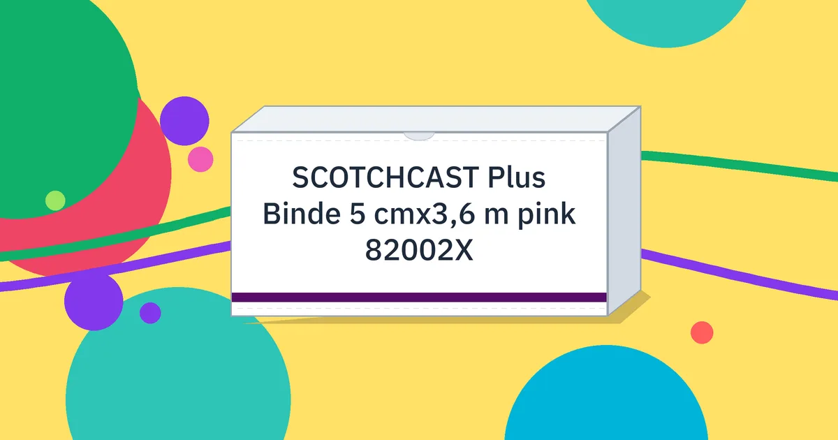 Symbolbild: Packung mit der Aufschrift SCOTCHCAST Plus Binde 5 cmx3,6 m pink 82002X (PZN 00392626) – Verfügbarkeit und Bezug in Apotheken in Frankfurt am Main