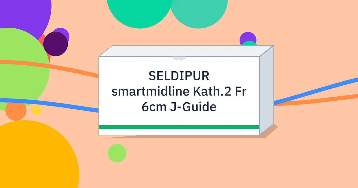 Symbolbild: Packung mit der Aufschrift SELDIPUR smartmidline Kath.2 Fr 6cm J-Guide (PZN 15263403) – Verfügbarkeit und Bezug in Apotheken in Frankfurt am Main
