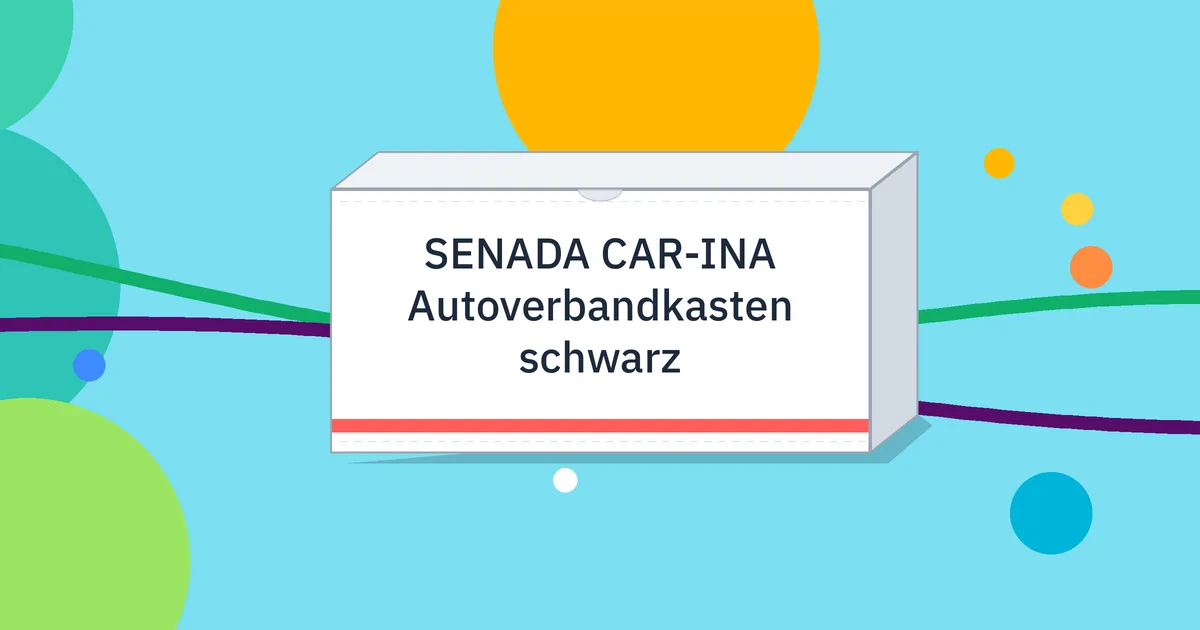 Symbolbild: Packung mit der Aufschrift SENADA CAR-INA Autoverbandkasten schwarz (PZN 09467550) – Verfügbarkeit und Bezug in Apotheken in Frankfurt am Main