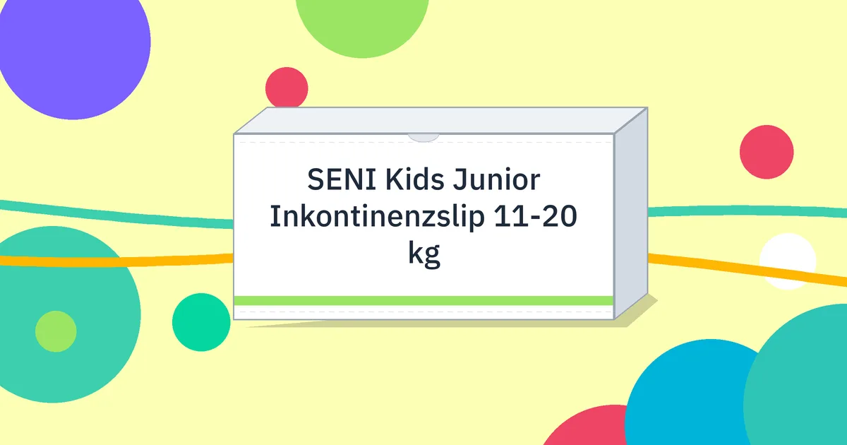 Symbolbild: Packung mit der Aufschrift SENI Kids Junior Inkontinenzslip 11-20 kg (PZN 18194080) – Verfügbarkeit und Bezug in Apotheken in Frankfurt am Main