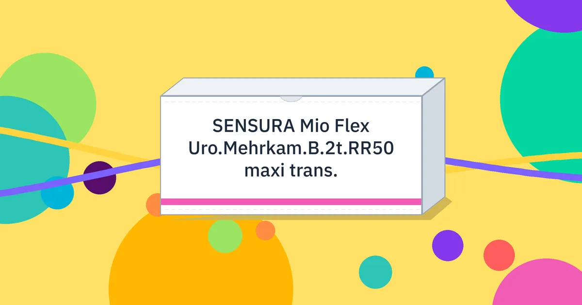 Symbolbild: Packung mit der Aufschrift SENSURA Mio Flex Uro.Mehrkam.B.2t.RR50 maxi trans. (PZN 10202495) – Verfügbarkeit und Bezug in Apotheken in Frankfurt am Main