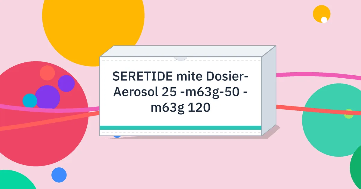 Symbolbild: Packung mit der Aufschrift SERETIDE mite Dosier-Aerosol 25 -m63g-50 -m63g 120 (PZN 18706054) – Verfügbarkeit und Bezug in Apotheken in Frankfurt am Main