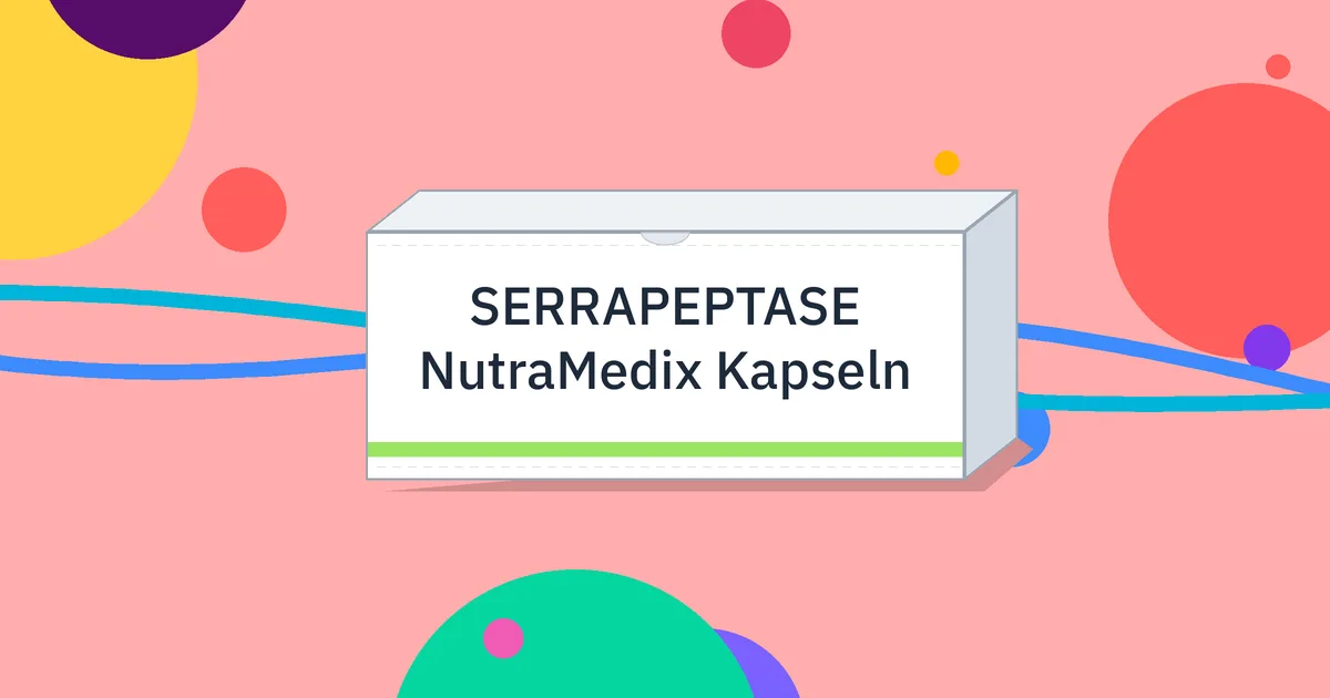 Symbolbild: Packung mit der Aufschrift SERRAPEPTASE NutraMedix Kapseln (PZN 18040307) – Verfügbarkeit und Bezug in Apotheken in Frankfurt am Main