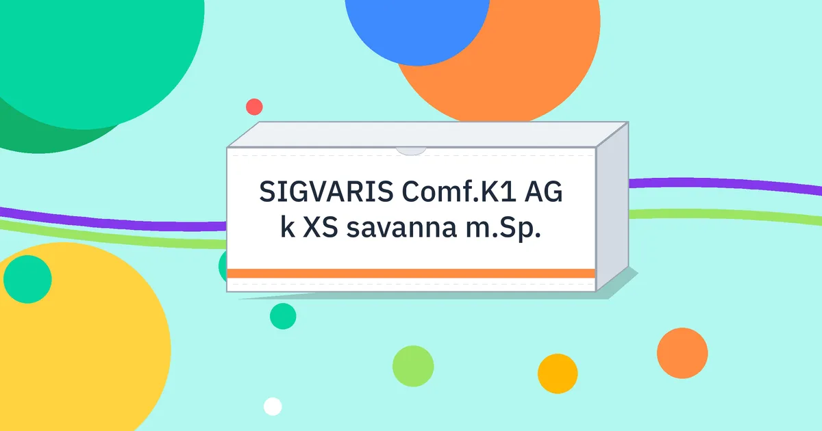 Symbolbild: Packung mit der Aufschrift SIGVARIS Comf.K1 AG k XS savanna m.Sp. (PZN 17095536) – Verfügbarkeit und Bezug in Apotheken in Frankfurt am Main