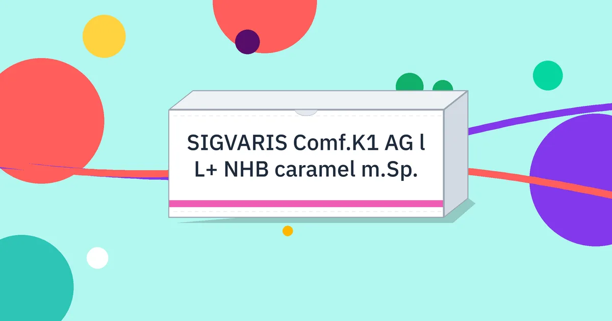 Symbolbild: Packung mit der Aufschrift SIGVARIS Comf.K1 AG l L+ NHB caramel m.Sp. (PZN 17097647) – Verfügbarkeit und Bezug in Apotheken in Frankfurt am Main