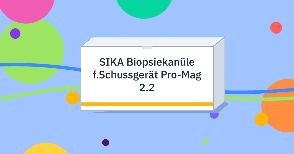 Symbolbild: Packung mit der Aufschrift SIKA Biopsiekanüle f.Schussgerät Pro-Mag 2.2 (PZN 02198816) – Verfügbarkeit und Bezug in Apotheken in Frankfurt am Main
