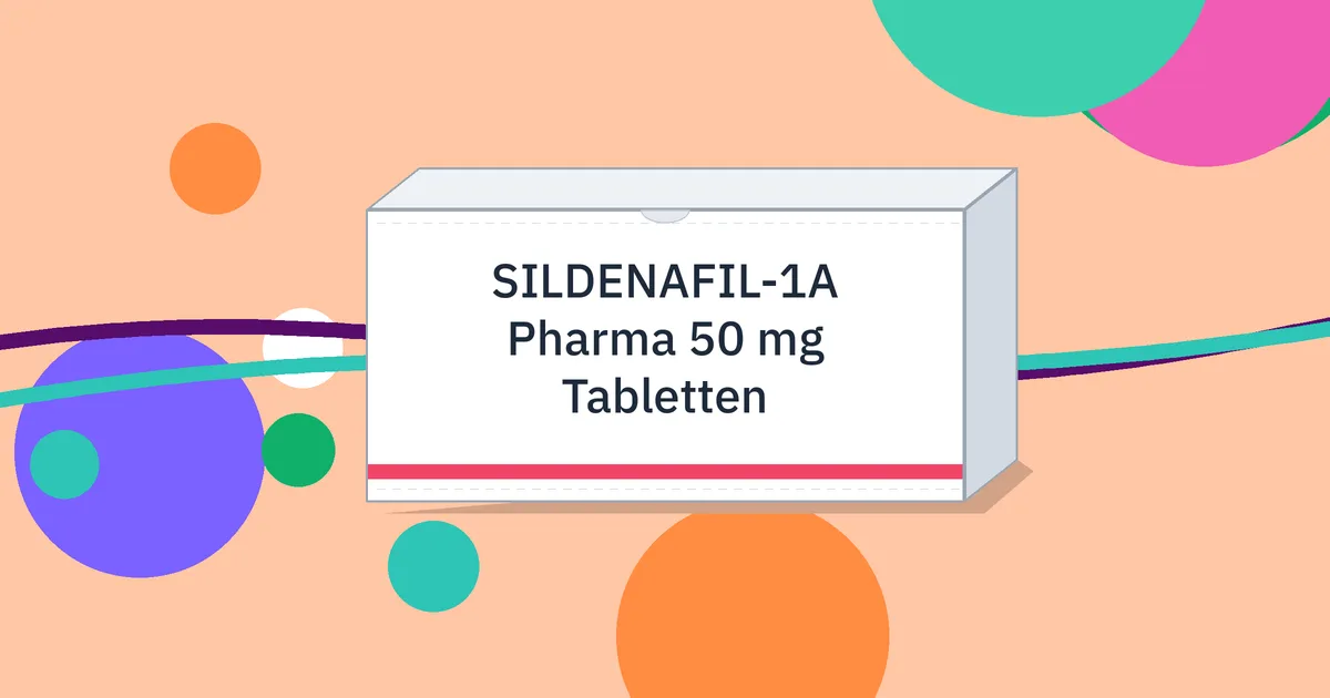 Symbolbild: Packung mit der Aufschrift SILDENAFIL-1A Pharma 50 mg Tabletten (PZN 01620791) – Verfügbarkeit und Bezug in Apotheken in Frankfurt am Main