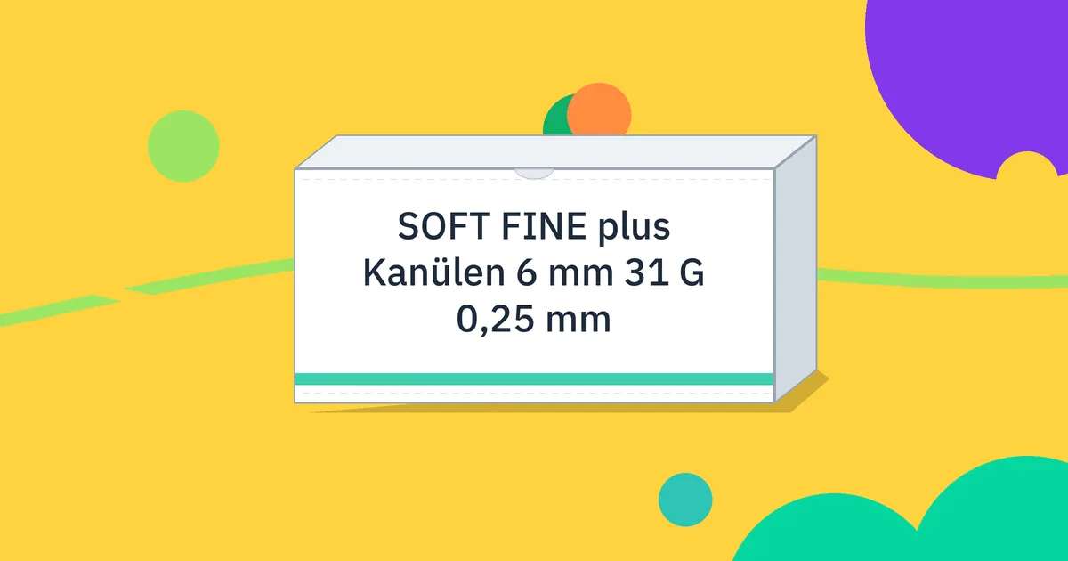 Symbolbild: Packung mit der Aufschrift SOFT FINE plus Kanülen 6 mm 31 G 0,25 mm (PZN 10733293) – Verfügbarkeit und Bezug in Apotheken in Frankfurt am Main