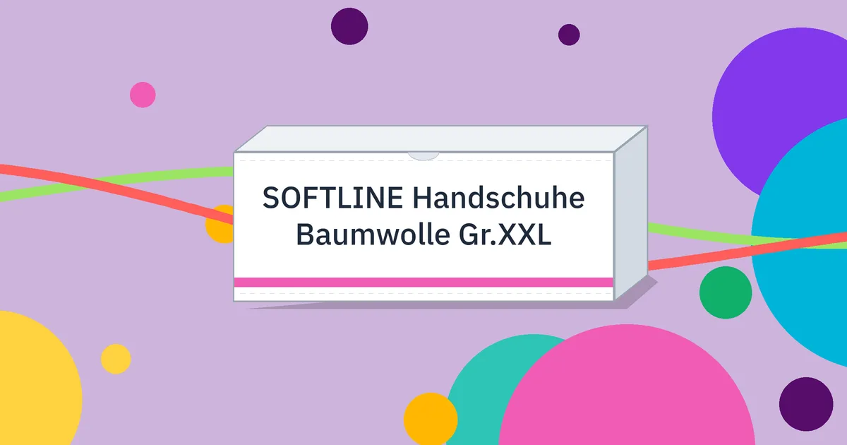 Symbolbild: Packung mit der Aufschrift SOFTLINE Handschuhe Baumwolle Gr.XXL (PZN 08761537) – Verfügbarkeit und Bezug in Apotheken in Frankfurt am Main