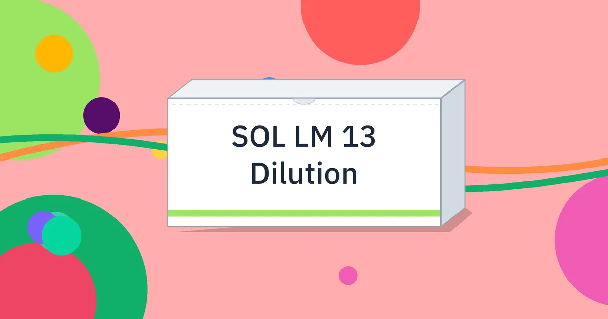 Symbolbild: Packung mit der Aufschrift SOL LM 13 Dilution (PZN 13191941) – Verfügbarkeit und Bezug in Apotheken in Frankfurt am Main