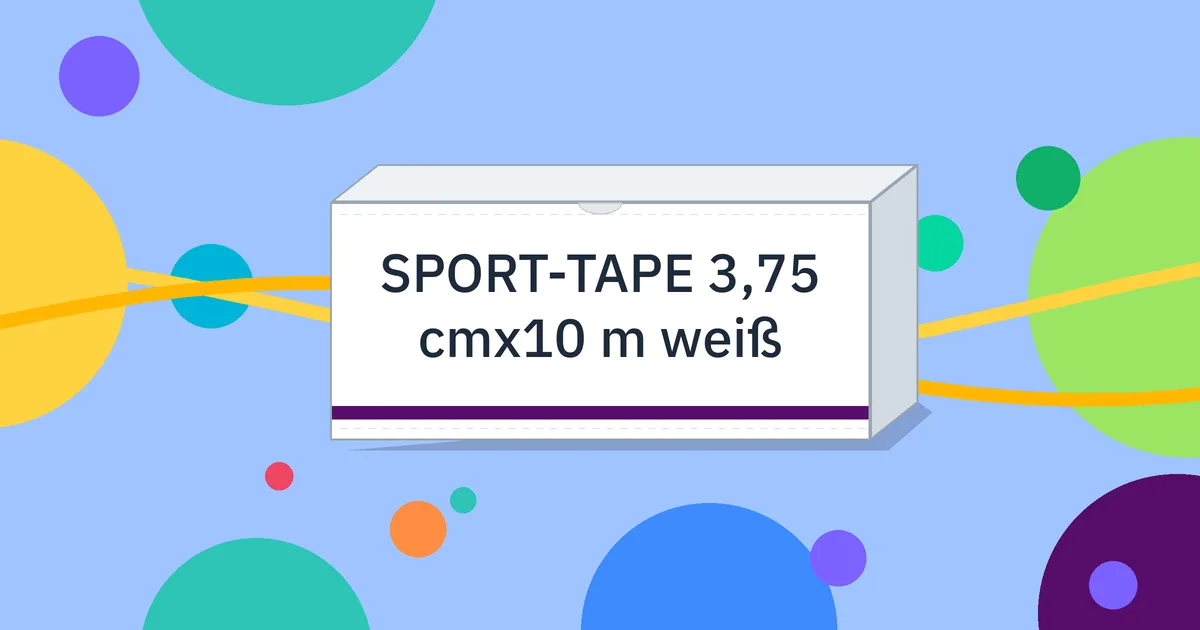 Symbolbild: Packung mit der Aufschrift SPORT-TAPE 3,75 cmx10 m weiß (PZN 10809599) – Verfügbarkeit und Bezug in Apotheken in Frankfurt am Main