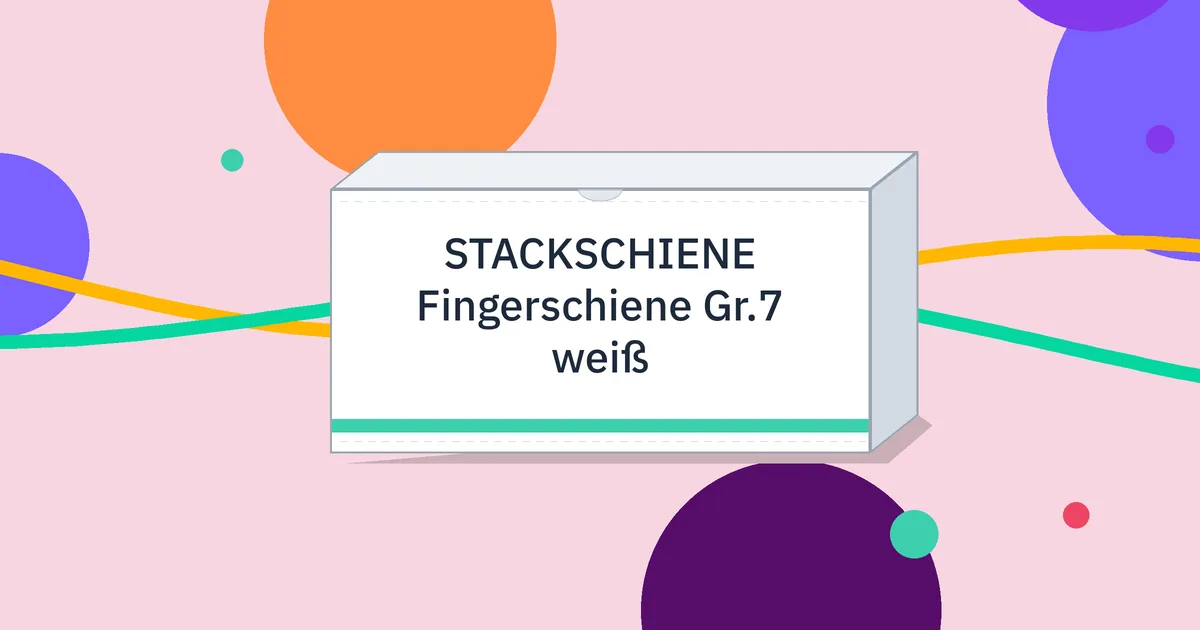 Symbolbild: Packung mit der Aufschrift STACKSCHIENE Fingerschiene Gr.7 weiß (PZN 12776059) – Verfügbarkeit und Bezug in Apotheken in Frankfurt am Main