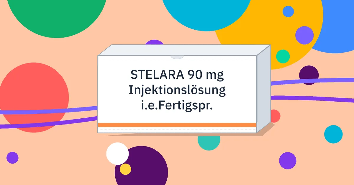 Symbolbild: Packung mit der Aufschrift STELARA 90 mg Injektionslösung i.e.Fertigspr. (PZN 19861868) – Verfügbarkeit und Bezug in Apotheken in Frankfurt am Main