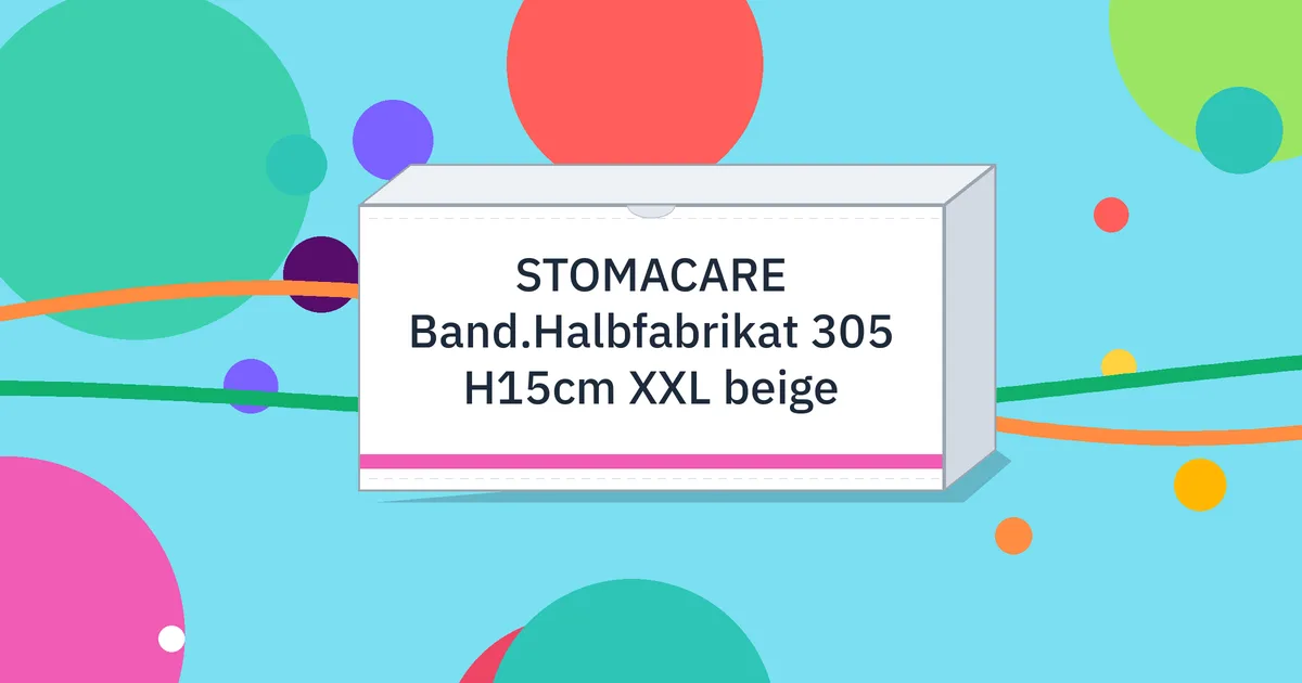 Symbolbild: Packung mit der Aufschrift STOMACARE Band.Halbfabrikat 305 H15cm XXL beige (PZN 07663790) – Verfügbarkeit und Bezug in Apotheken in Frankfurt am Main