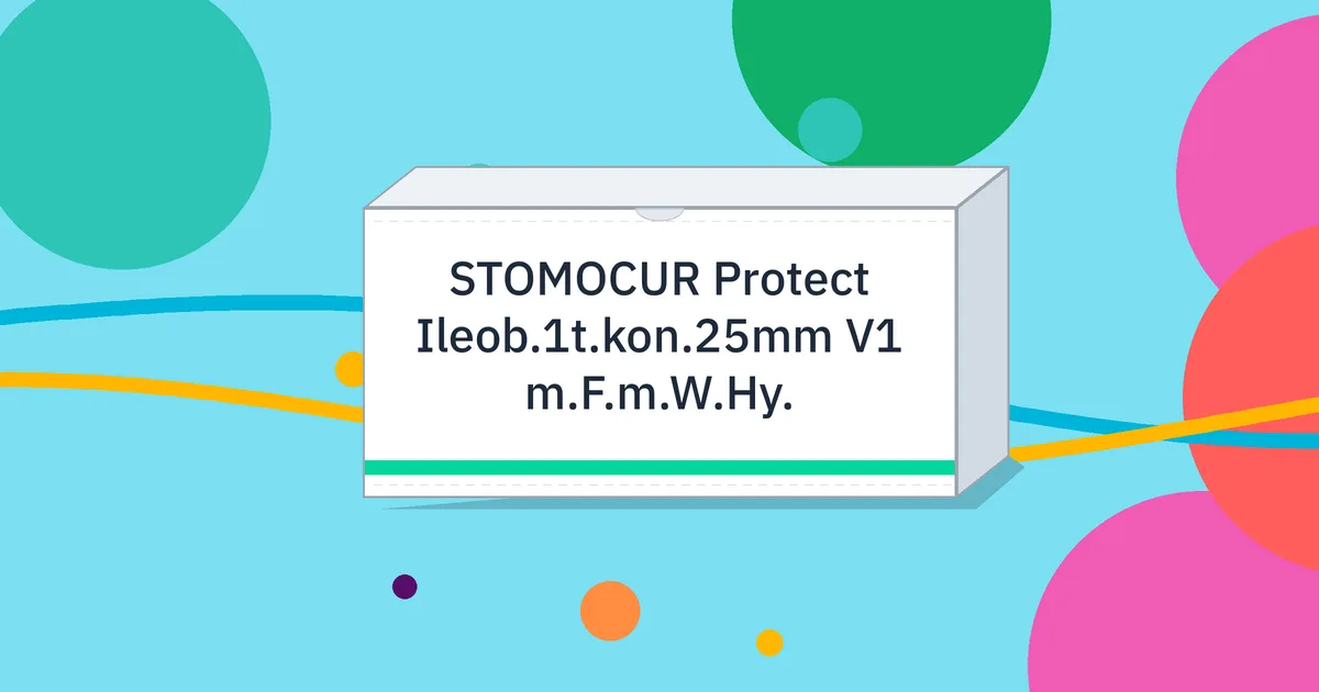 Symbolbild: Packung mit der Aufschrift STOMOCUR Protect Ileob.1t.kon.25mm V1 m.F.m.W.Hy. (PZN 14334650) – Verfügbarkeit und Bezug in Apotheken in Frankfurt am Main