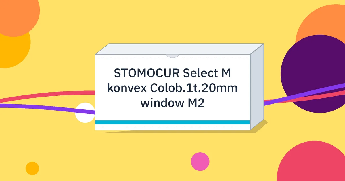 Symbolbild: Packung mit der Aufschrift STOMOCUR Select M konvex Colob.1t.20mm window M2 (PZN 18198623) – Verfügbarkeit und Bezug in Apotheken in Frankfurt am Main