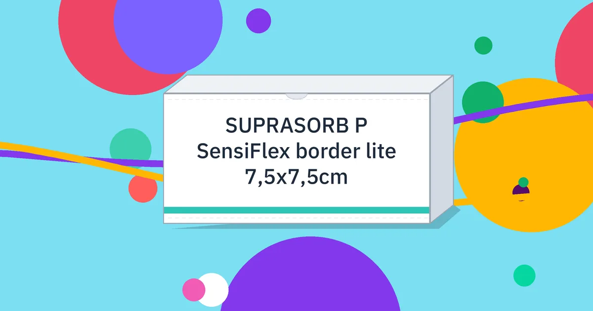 Symbolbild: Packung mit der Aufschrift SUPRASORB P SensiFlex border lite 7,5x7,5cm (PZN 20945470) – Verfügbarkeit und Bezug in Apotheken in Frankfurt am Main