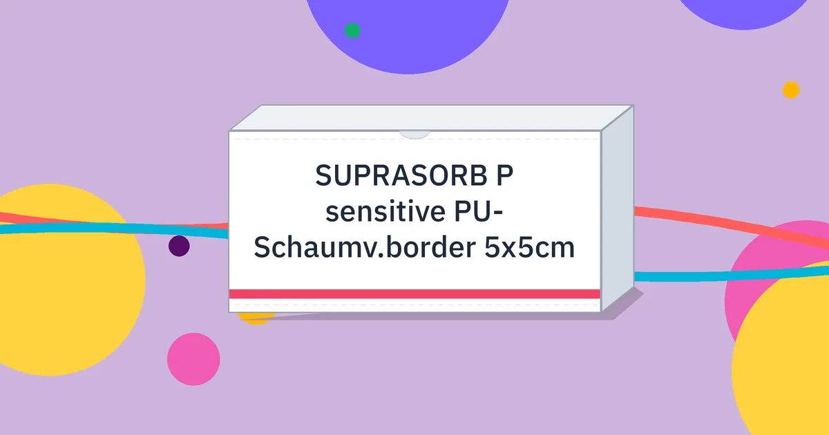 Symbolbild: Packung mit der Aufschrift SUPRASORB P sensitive PU-Schaumv.border 5x5cm (PZN 16505481) – Verfügbarkeit und Bezug in Apotheken in Frankfurt am Main