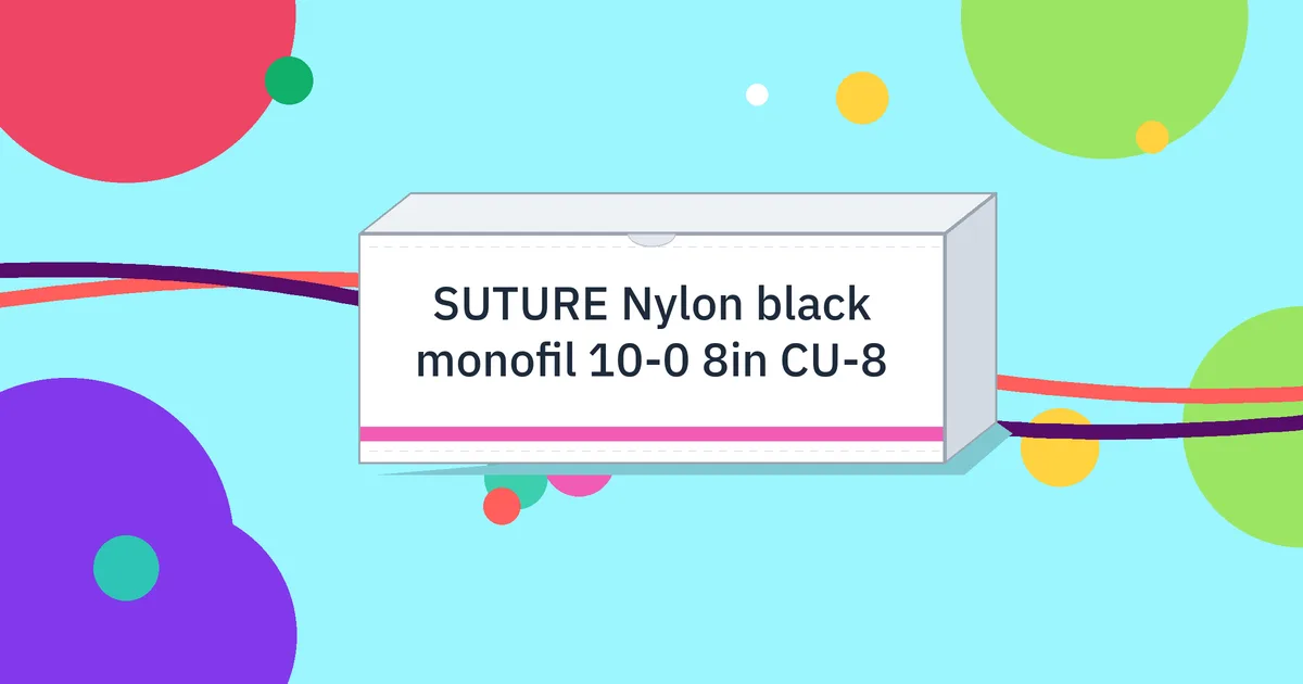 Symbolbild: Packung mit der Aufschrift SUTURE Nylon black monofil 10-0 8in CU-8 (PZN 19525403) – Verfügbarkeit und Bezug in Apotheken in Frankfurt am Main