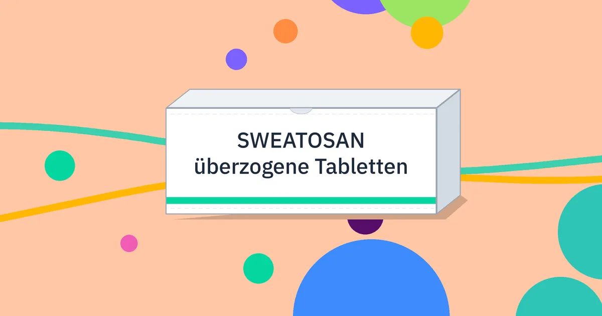 Symbolbild: Packung mit der Aufschrift SWEATOSAN überzogene Tabletten (PZN 02679705) – Verfügbarkeit und Bezug in Apotheken in Frankfurt am Main