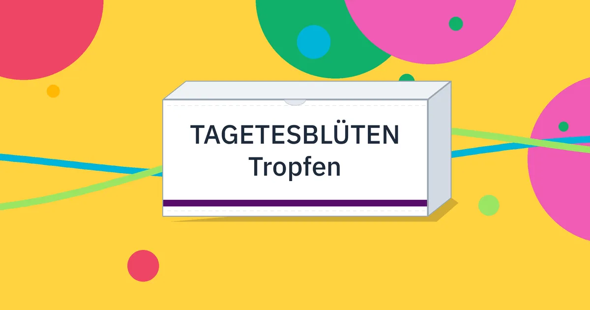 Symbolbild: Packung mit der Aufschrift TAGETESBLÜTEN Tropfen (PZN 18046439) – Verfügbarkeit und Bezug in Apotheken in Frankfurt am Main