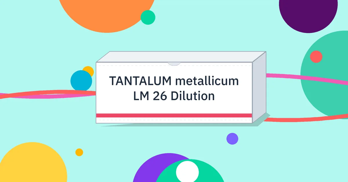 Symbolbild: Packung mit der Aufschrift TANTALUM metallicum LM 26 Dilution (PZN 13213677) – Verfügbarkeit und Bezug in Apotheken in Frankfurt am Main