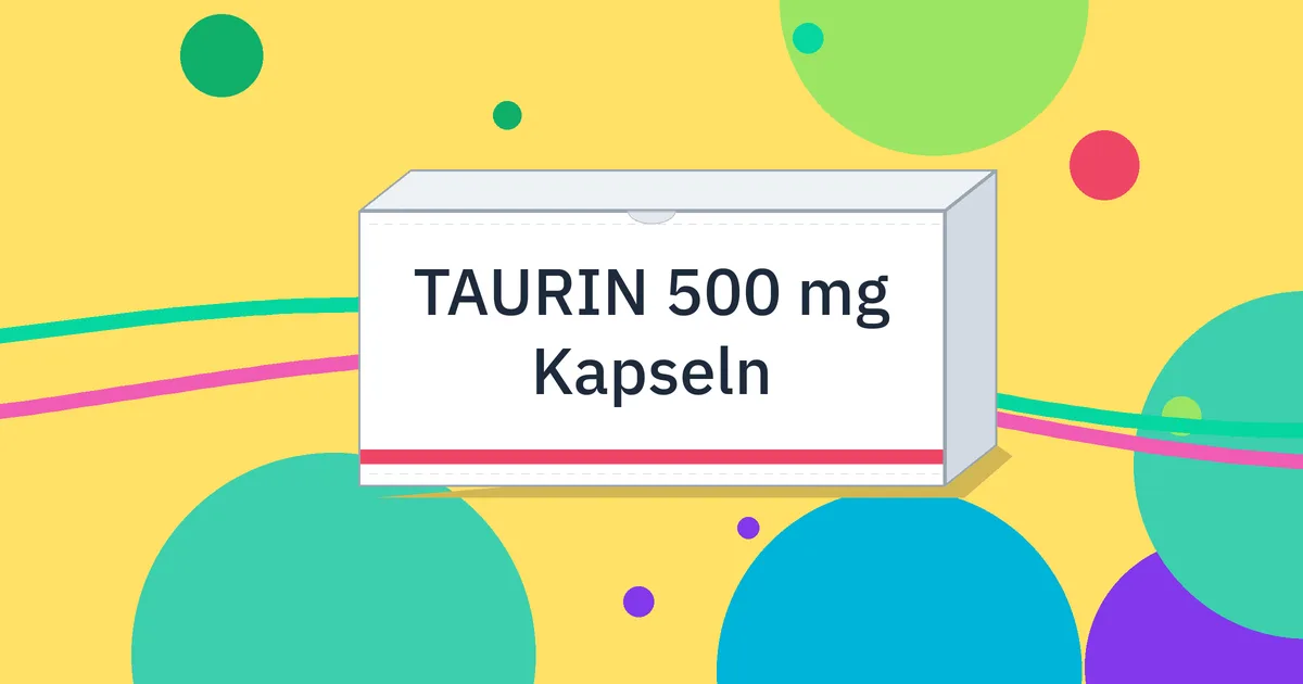 Symbolbild: Packung mit der Aufschrift TAURIN 500 mg Kapseln (PZN 18666001) – Verfügbarkeit und Bezug in Apotheken in Frankfurt am Main